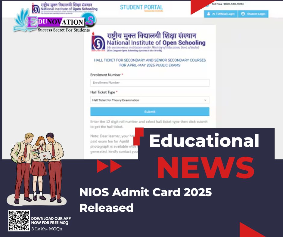 NIOS Admit Card 2025 Released - Edunovations